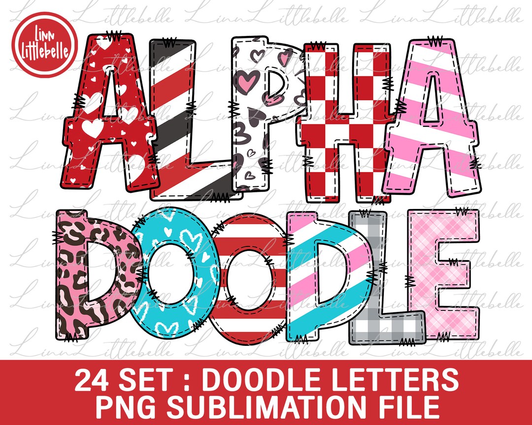 Valentine's Day Doodle Letters Alphabet Doodle, Letters PNG Files ...