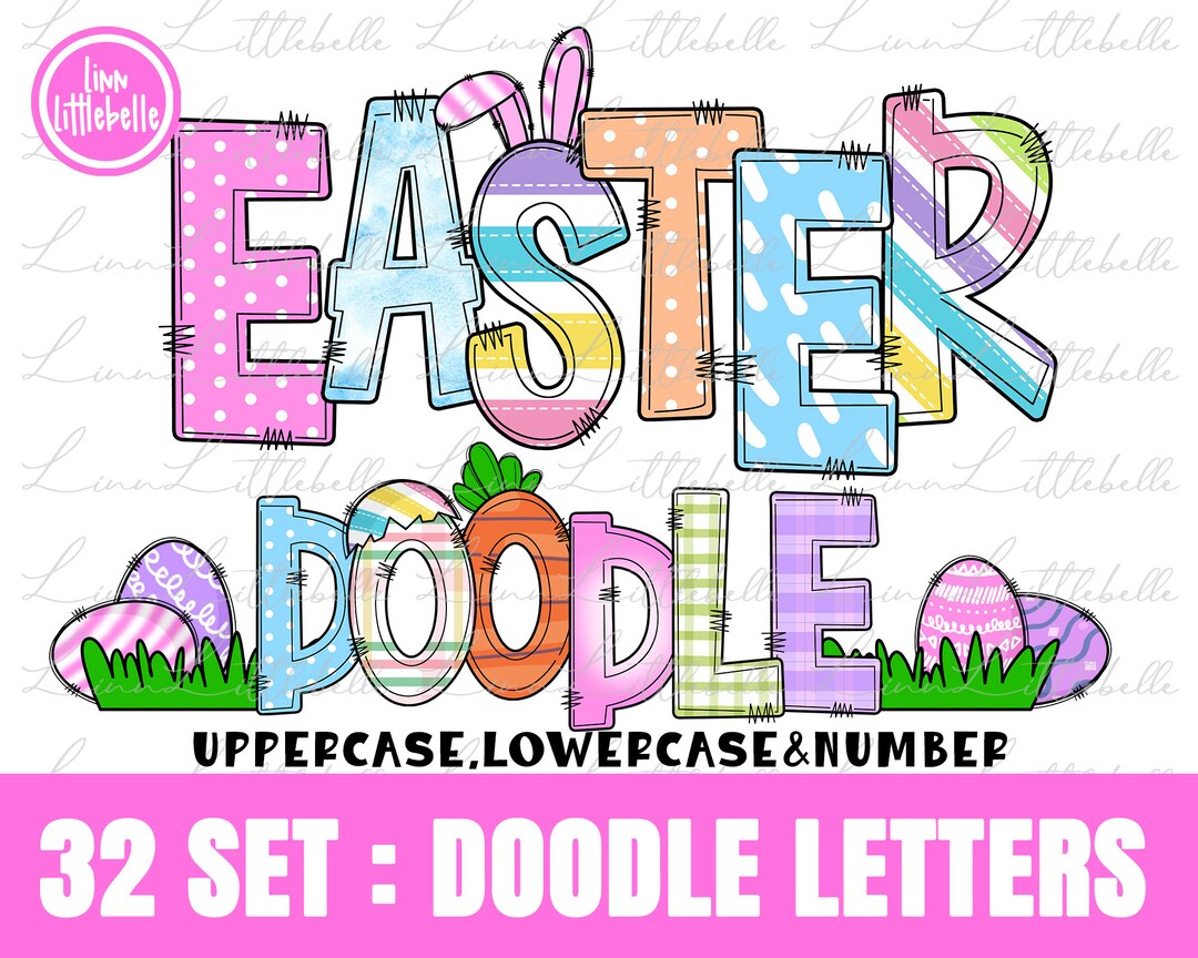 Easter Doodle Letters Clip Art PNG Files, Easter Alphabet Letters ...