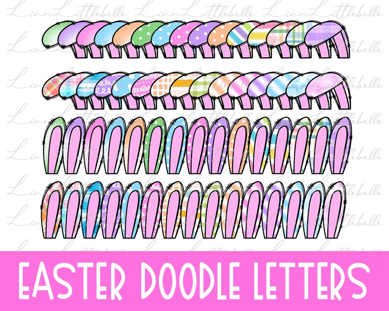Easter Doodle Letters Clip Art PNG Files, Easter Alphabet Letters ...