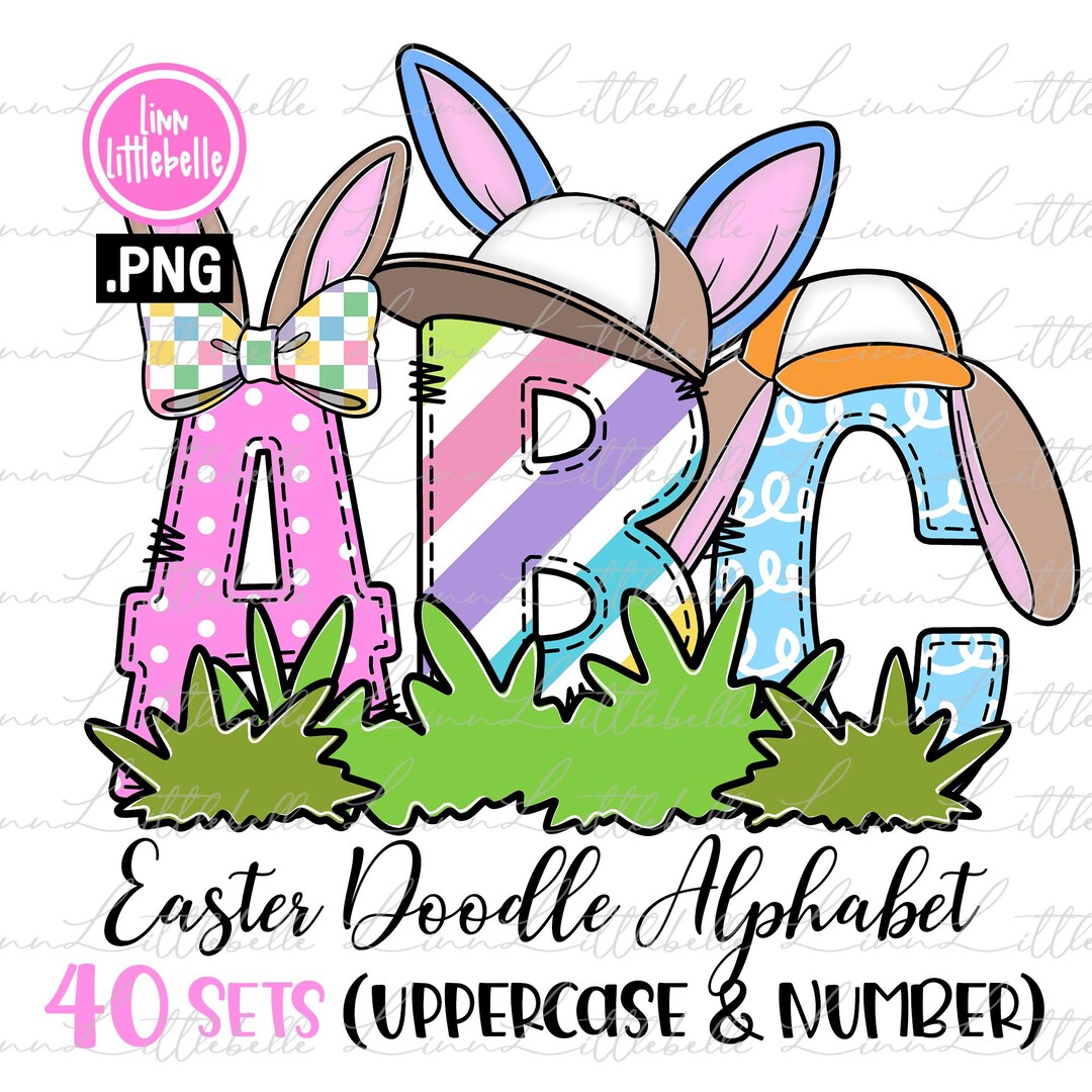 Easter Doodle Letters Clip Art PNG Files, Easter Alphabet Letters ...