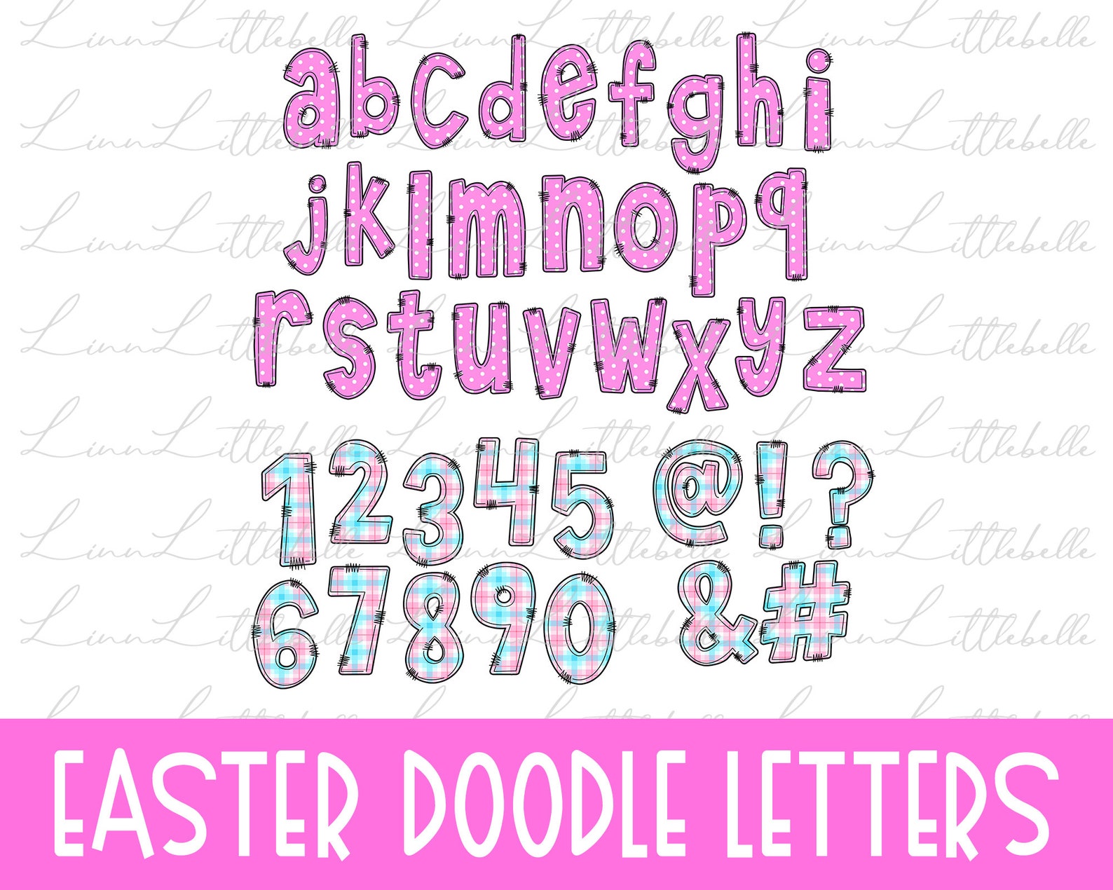 Easter Doodle Letters Clip Art PNG Files Easter Alphabet - Etsy