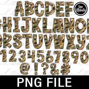 Camo Doodle Letters PNG Files, Camo Alphabet Letters, Doodle Alphabet ...
