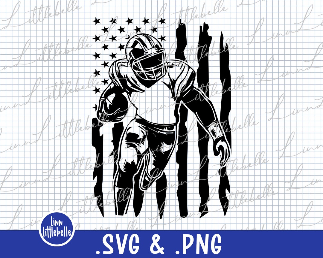 Football Player With Flag Svg File for Cricut, Football Svg, Football ...