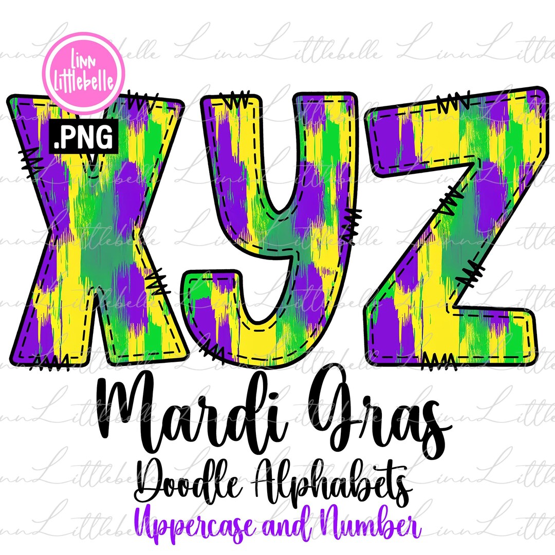 Mardi Gras Doodle Alphabet Png, Mardi Gras Doodle Letters, Doodle ...
