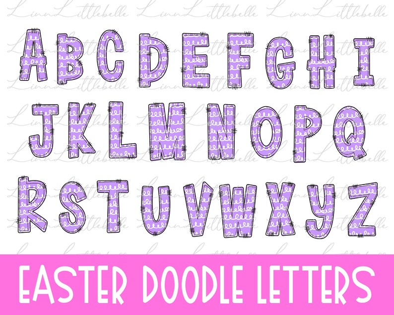 Easter Doodle Letters Clip Art PNG Files Easter Alphabet - Etsy