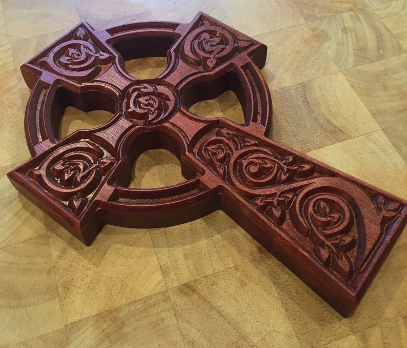 Cherry: Intricately carved wooden cross is made from solid | Etsy