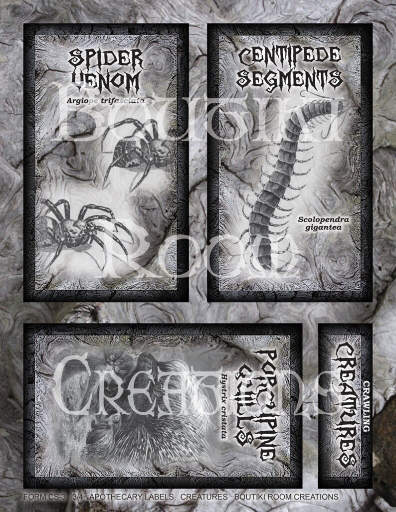 Apothecary Bottle Labels - Creatures - Etsy