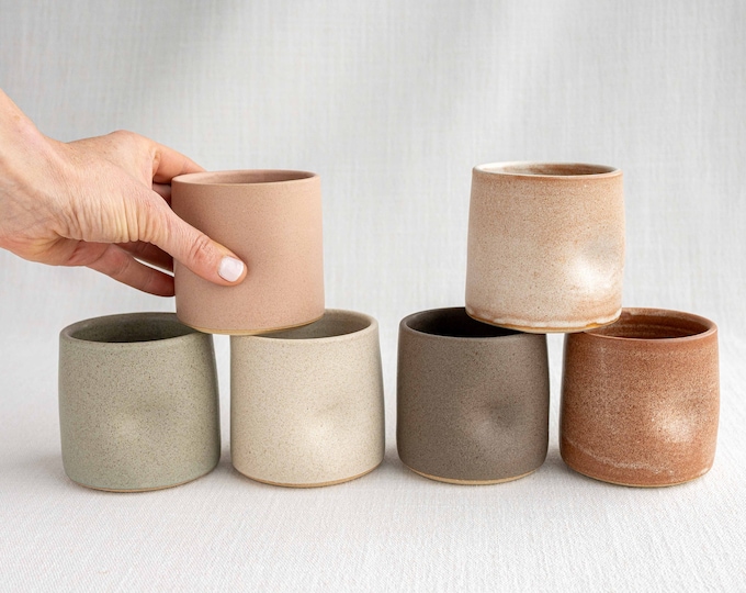 Small Ceramic Pinch Cup 8oz Cortado Cups Handmade Thumb Indention Mug ...