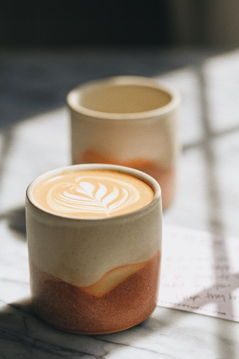 Handmade Ceramic Cortado Cup | Two Tone Thumb Indent Mug - Etsy