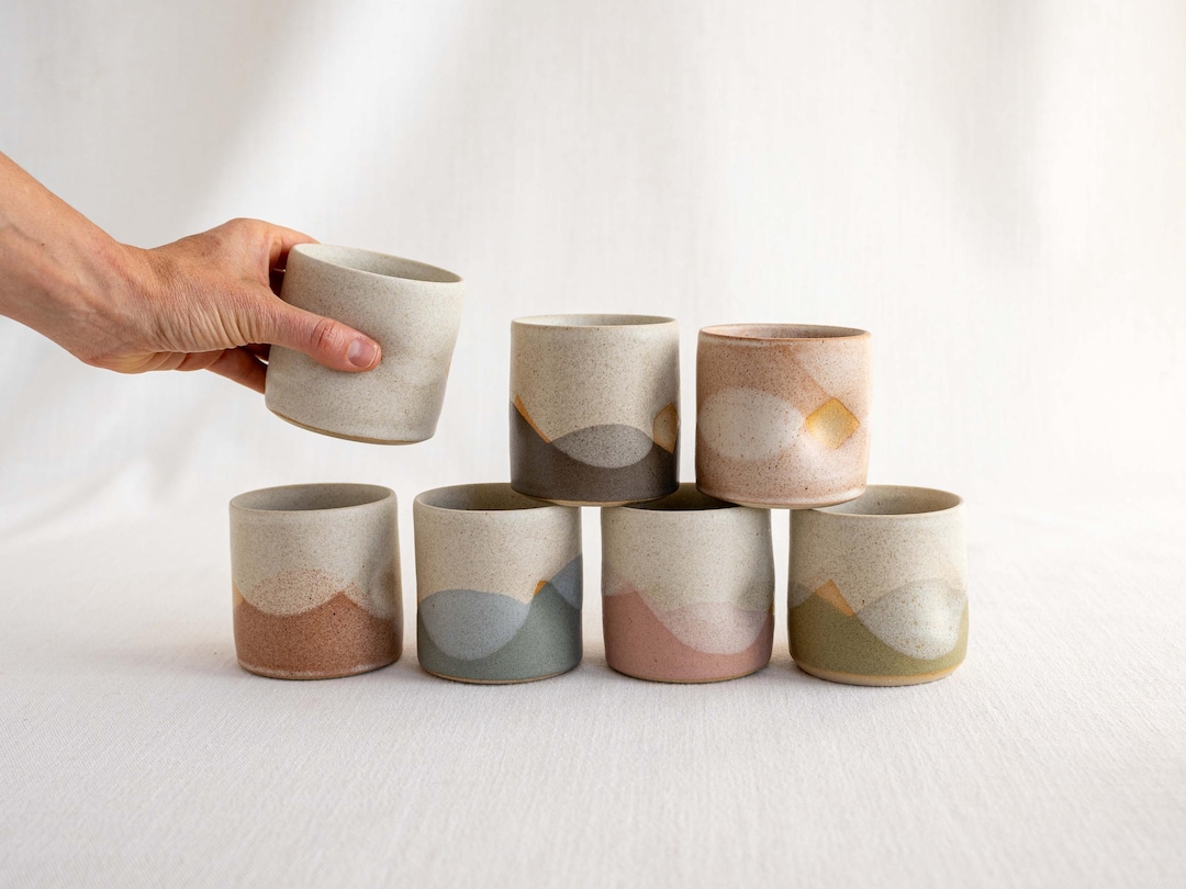 Handmade Ceramic Cortado Cup | Two Tone Thumb Indent Mug - Etsy