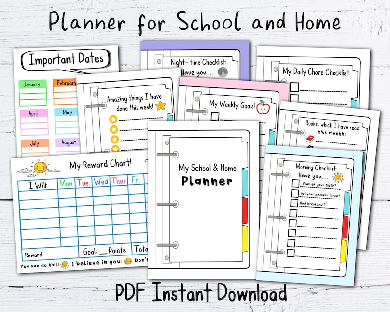 Printable PDF Reward Chart School and Home Planner Instant - Etsy