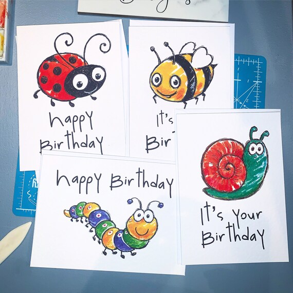 birthday insects & friends CARD SET Blank Cards Paper & Party Supplies ...