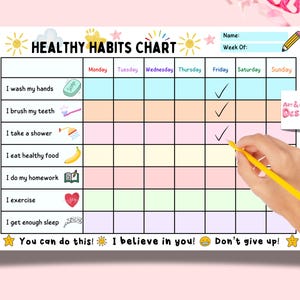 Printable PDF Healthy Habits Reward Chart - Personalised Instant ...