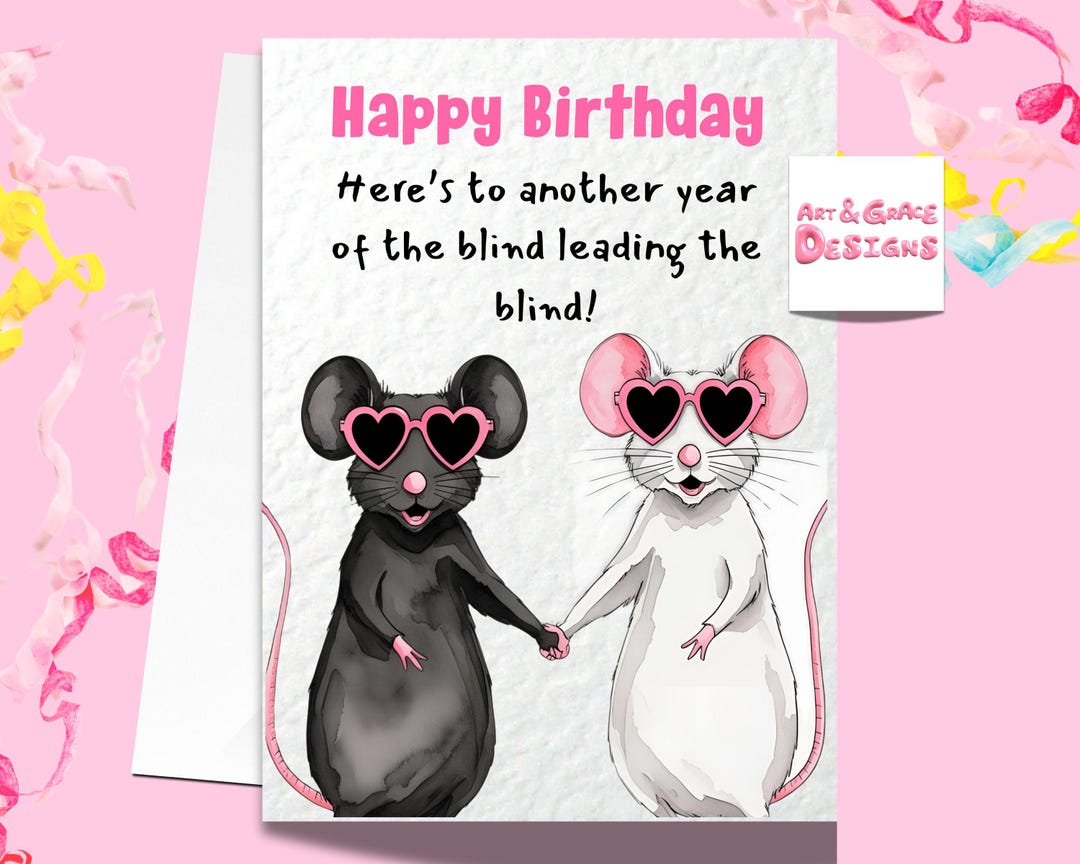 Funny Blind Mice Greeting Card - the Blind Leading the Blind Happy ...
