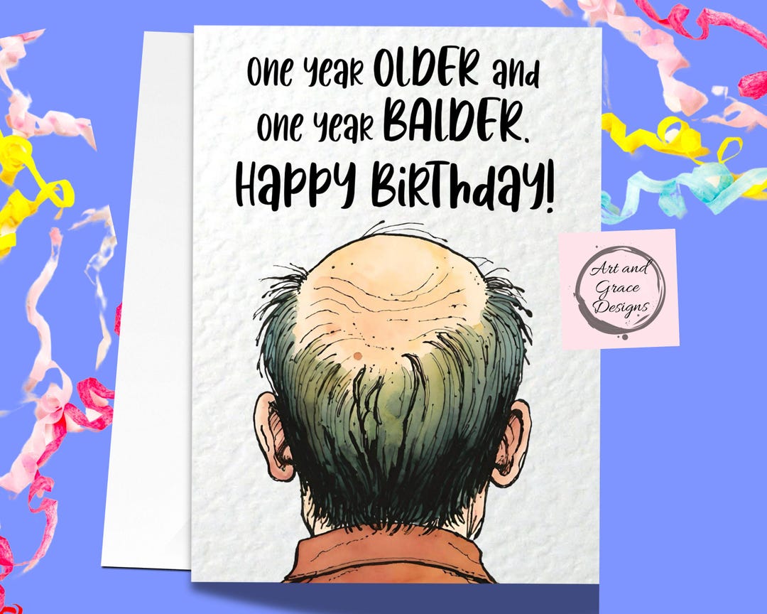 Funny Bald Birthday Card: Humorous Greeting Card - Etsy