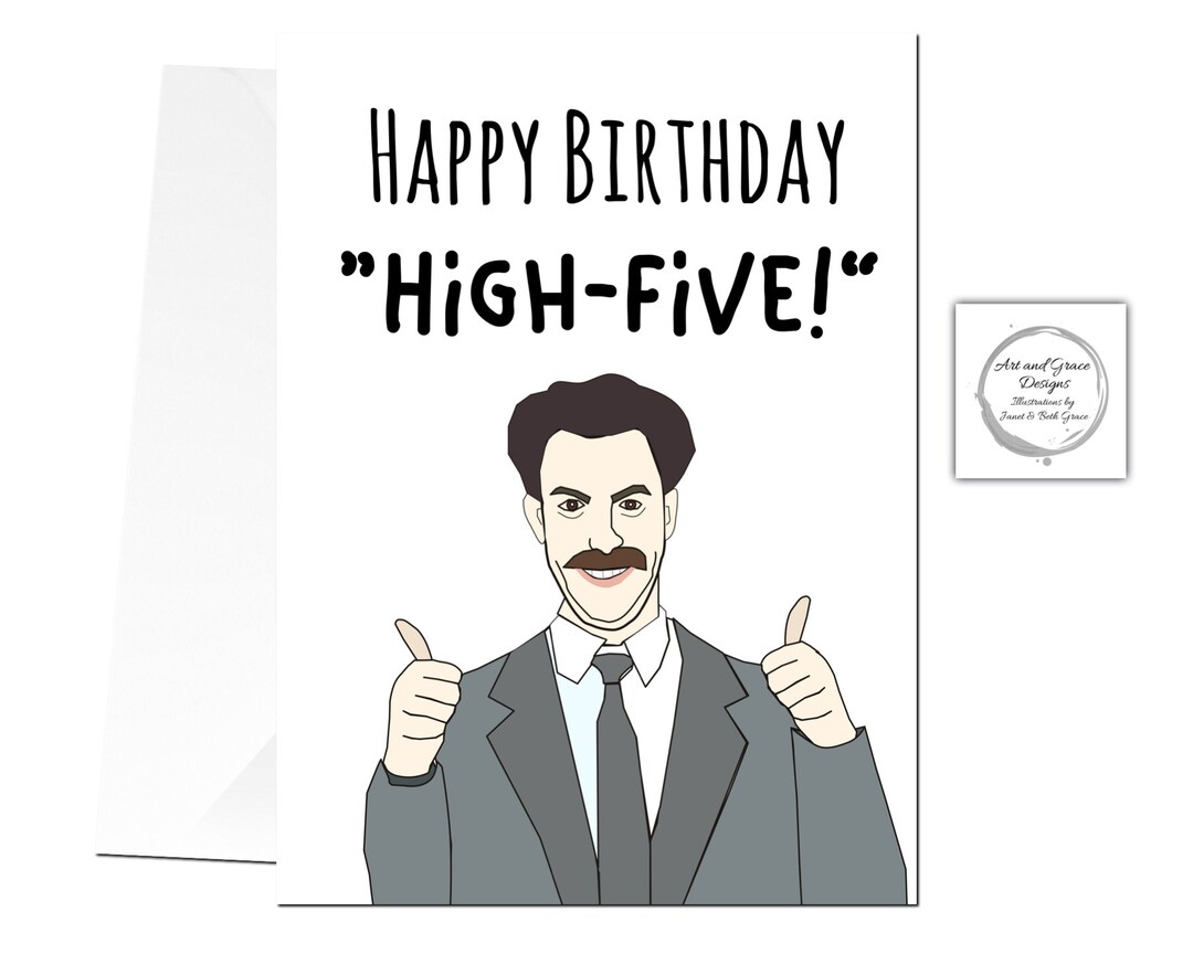 Borat Birthday Greeting Card High Five Funny Greeting Card - Etsy