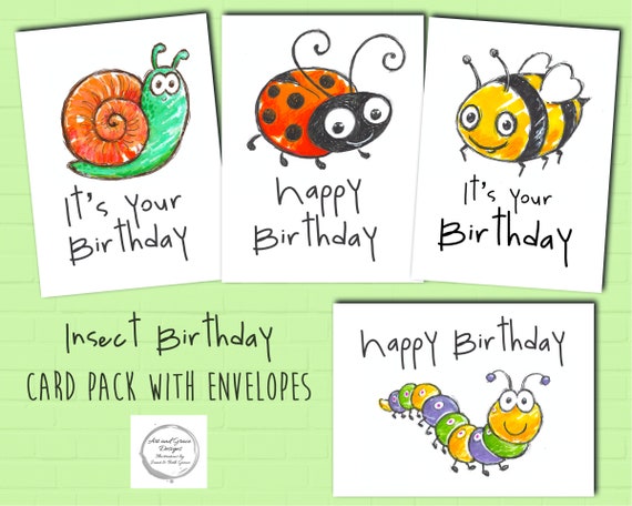birthday insects & friends CARD SET Blank Cards Paper & Party Supplies ...