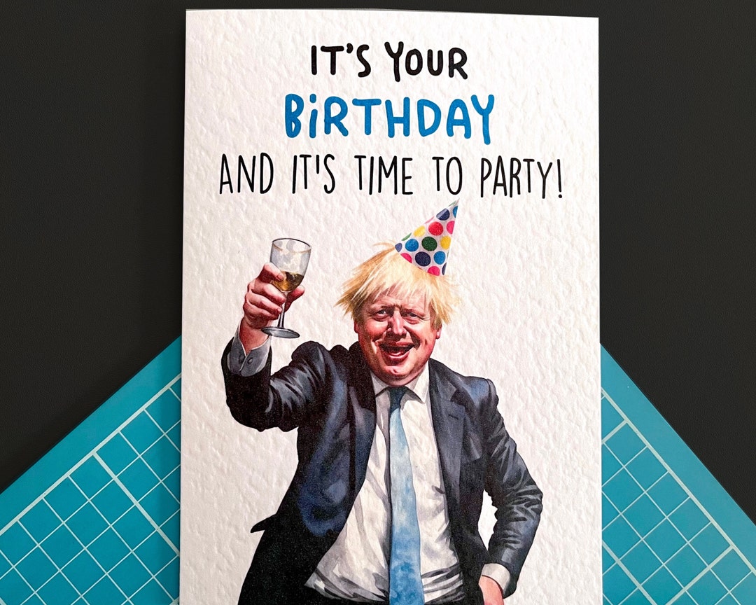 Boris Johnson Birthday Greeting Card - Funny Boris Johnson Holding Card ...
