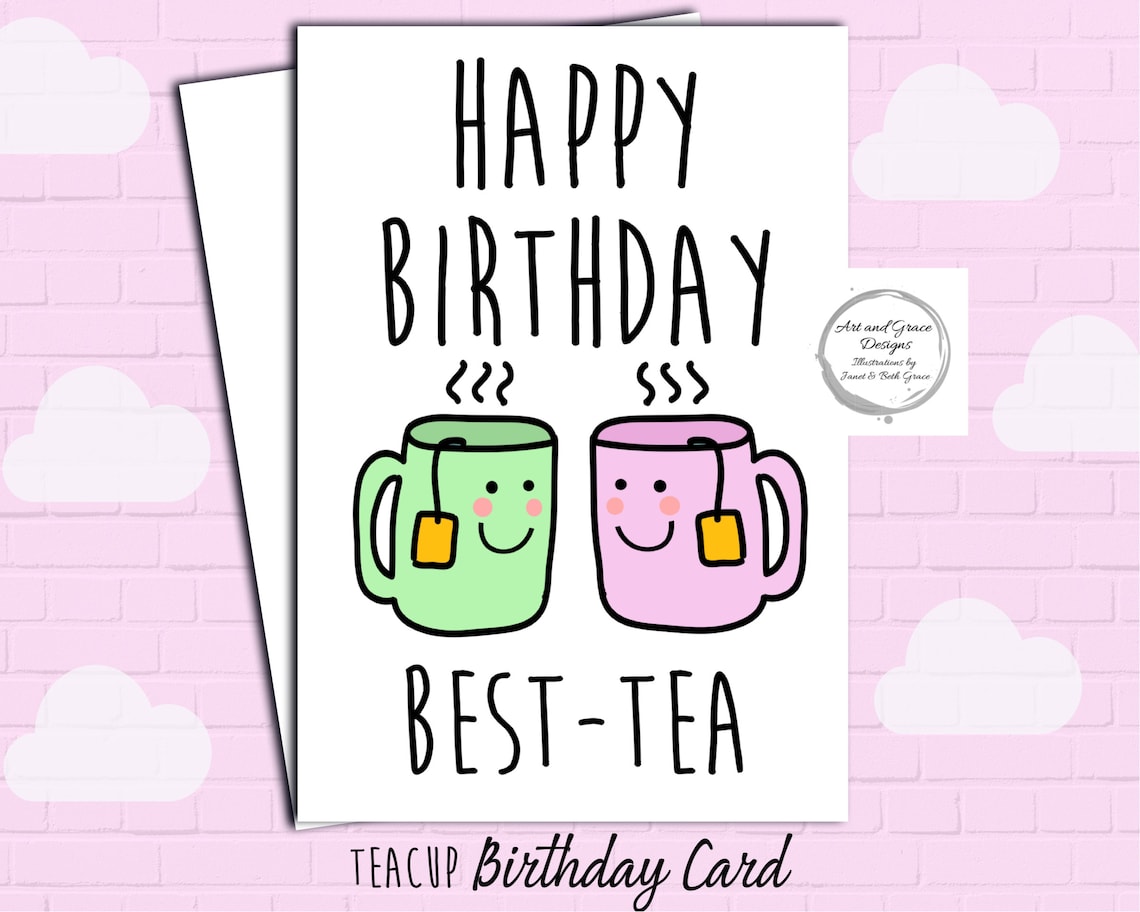 Cute Best tea Card Birthday Card for Best Friends Cute - Etsy