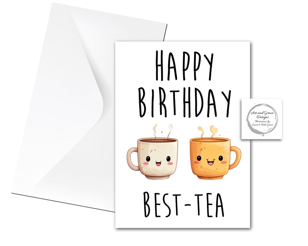Cute Best tea Card Birthday Card for Best Friends Cute - Etsy