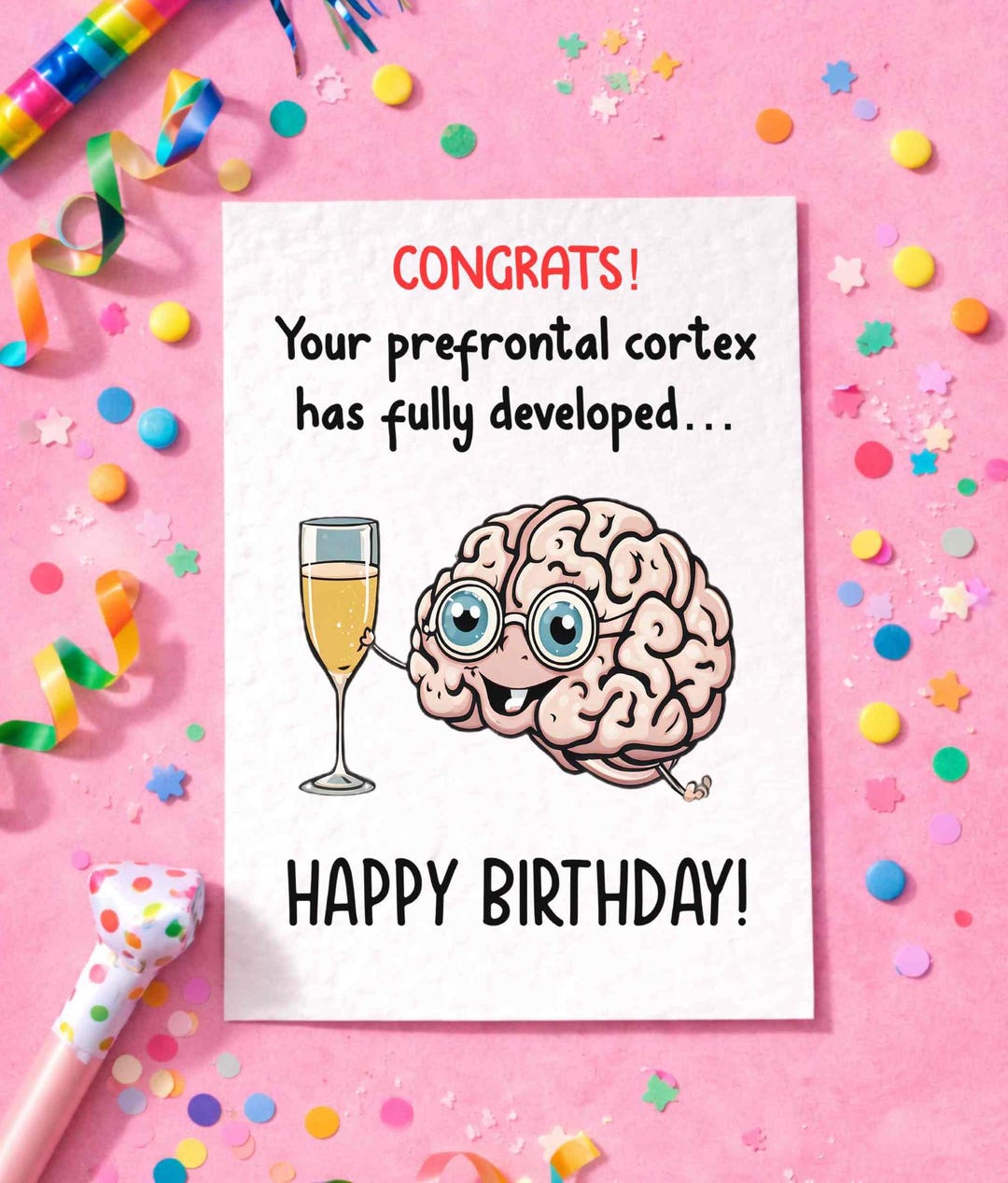 Funny Brain Birthday Card: Prefrontal Cortex Congrats! - Etsy