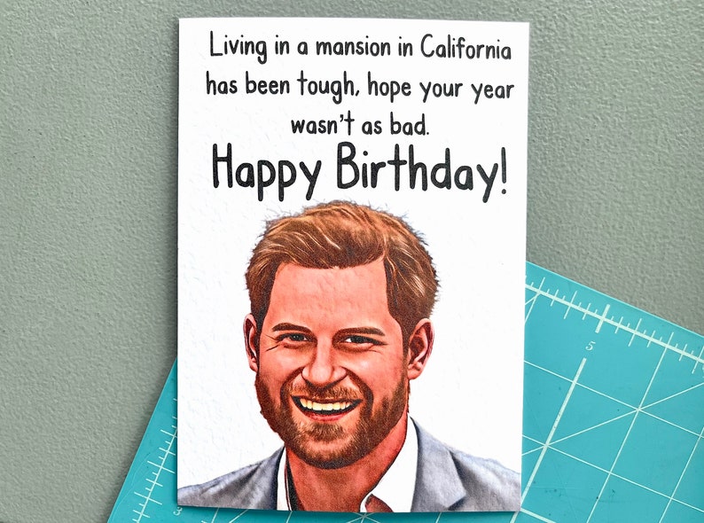 Prince Harry Birthday Greeting Card Funny Royal Family Card Meghan ...