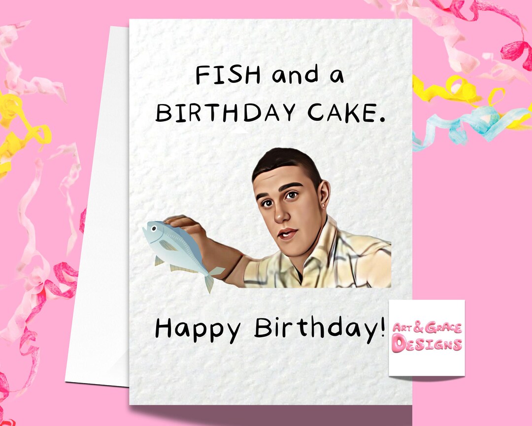 Fish and a Birthday Cake Meme Birthday Card - - Happy Birthday ...
