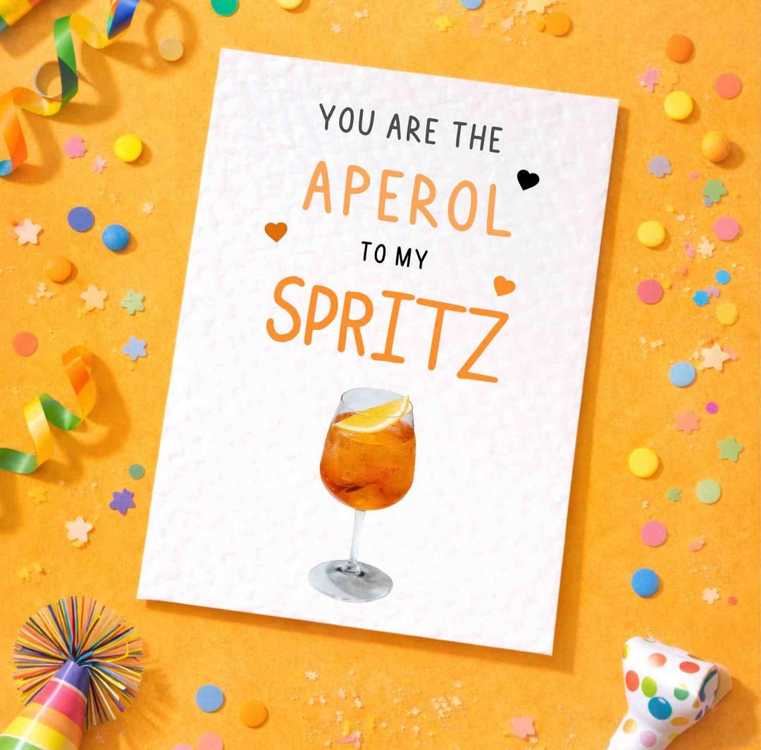Aperol Spritz Birthday Card, Cute Beverage Greeting Card for Friend ...