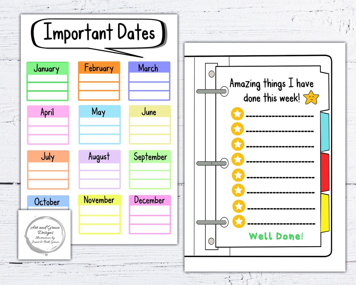 Printable PDF Reward Chart School and Home Planner Instant - Etsy