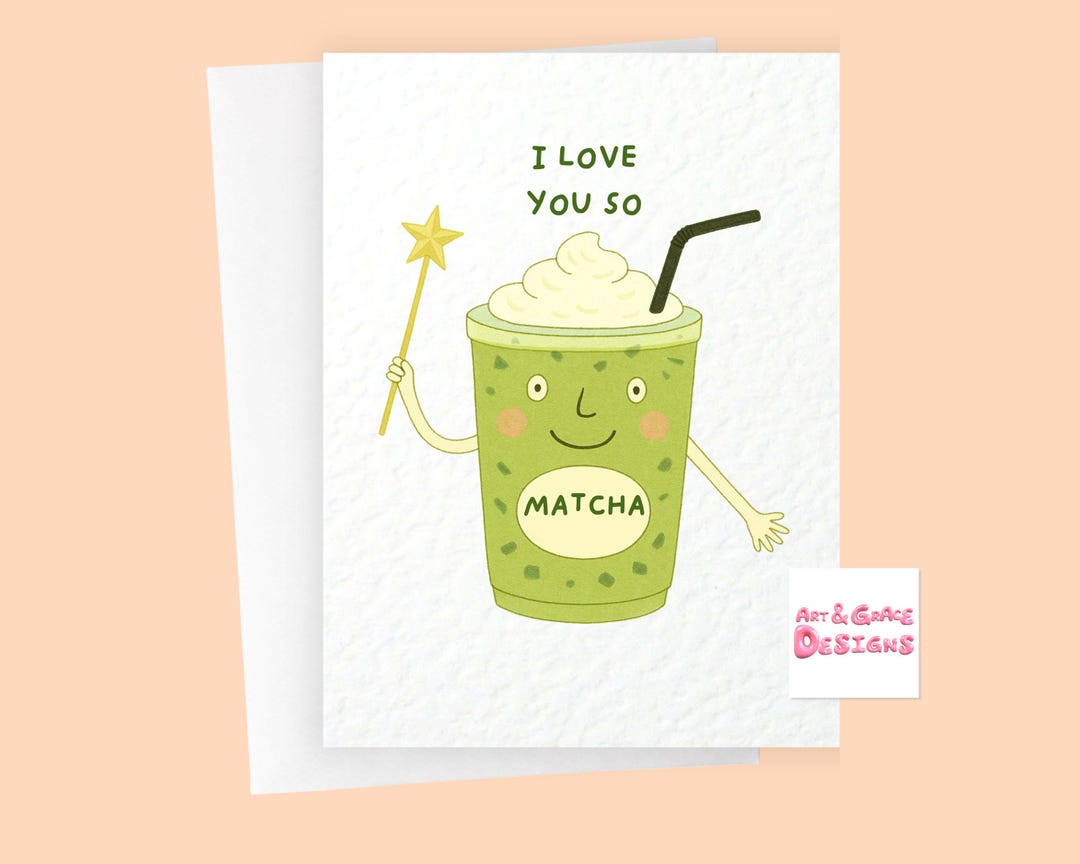 Matcha Birthday Card: Funny Tea Lover's Pun, Cute Greeting Card - Etsy
