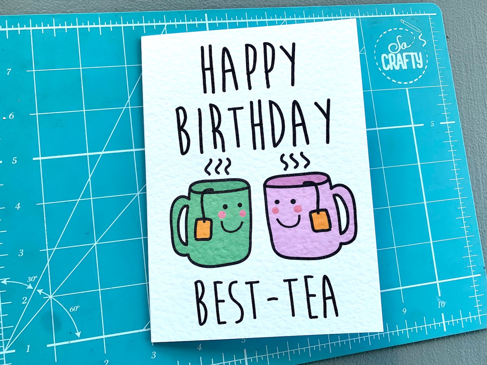 Cute Best tea Card Birthday Card for Best Friends Cute Illustration ...