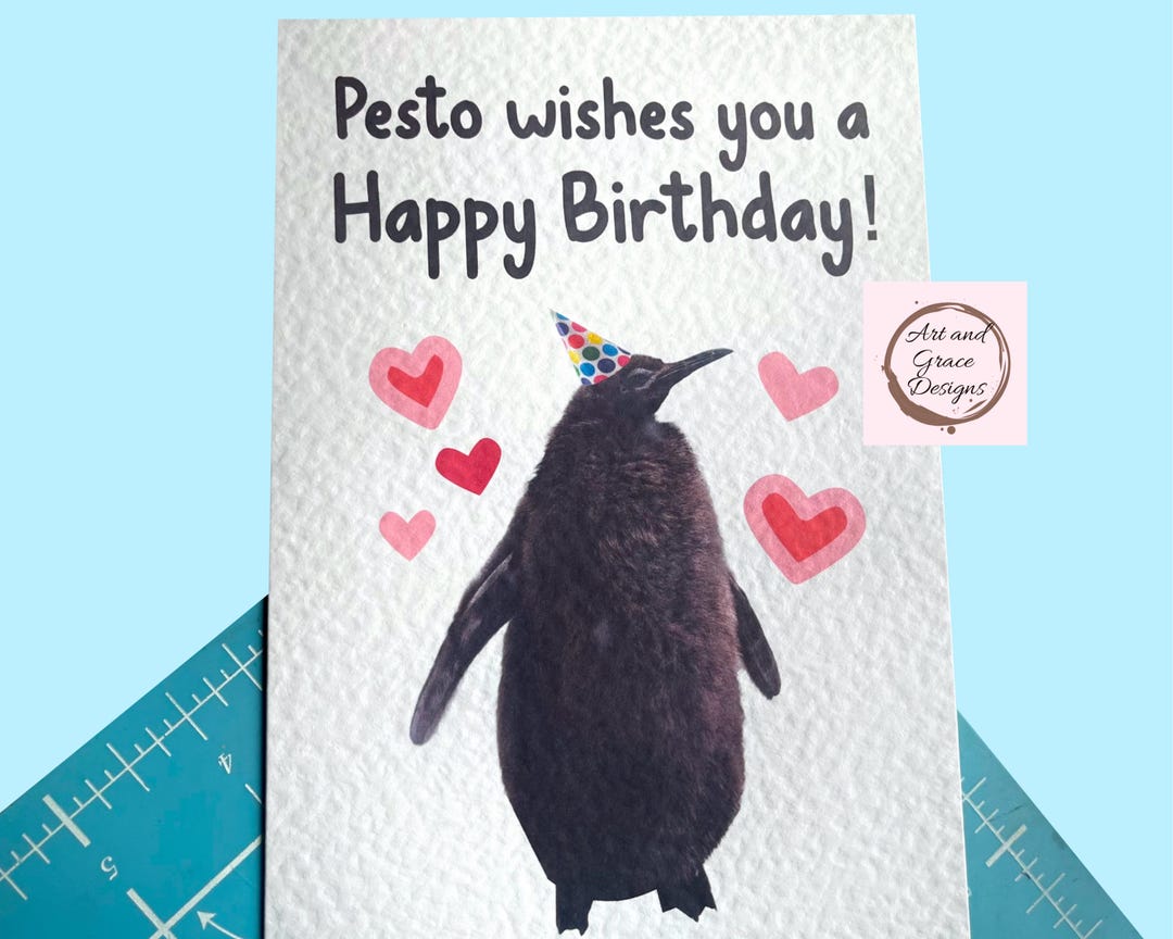 Pesto Penguin Birthday Card: Humorous Viral Meme Design - Etsy