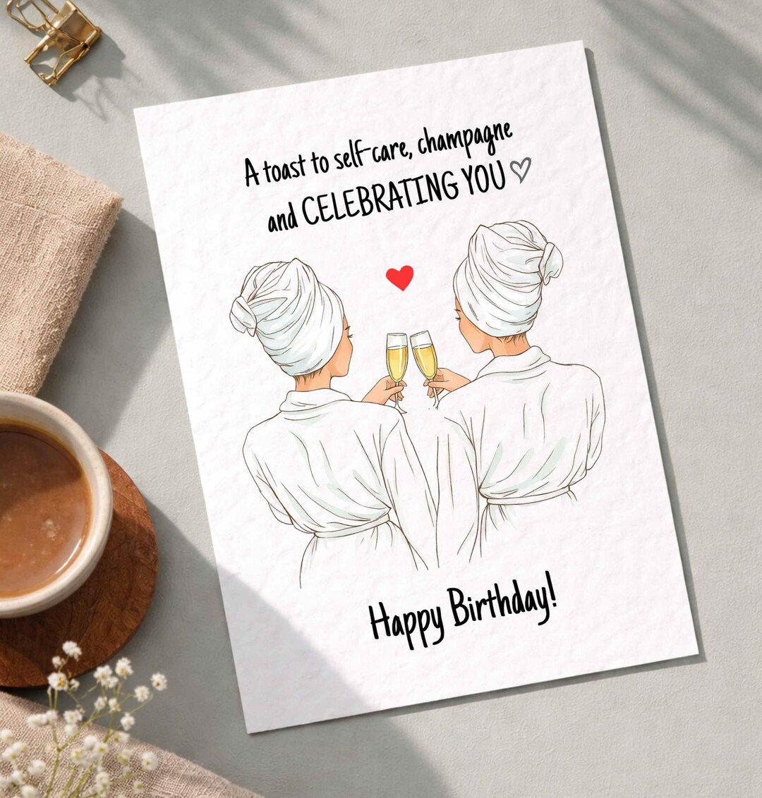 Bestie Spa Birthday Card: Self-care Wellness Greeting Card - Etsy