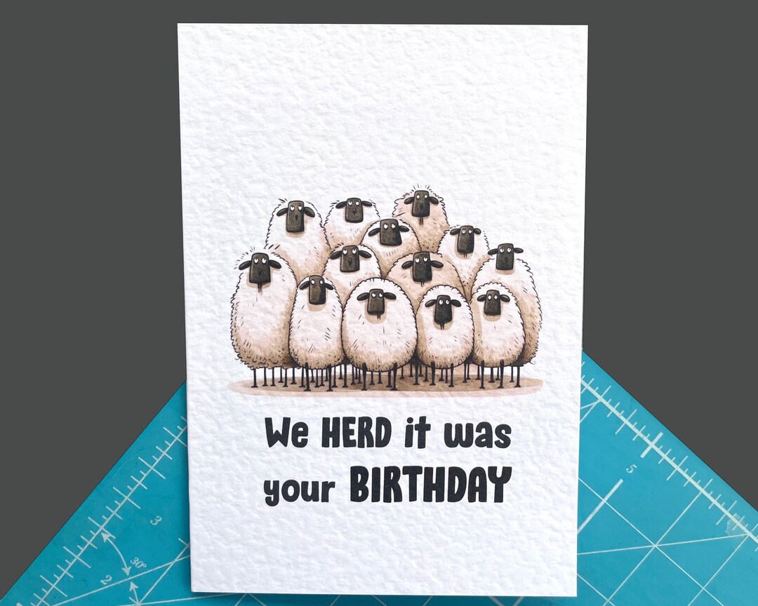 Funny Sheep Card, We Herd' It Was Your Birthday, Funny Herd of Sheep ...