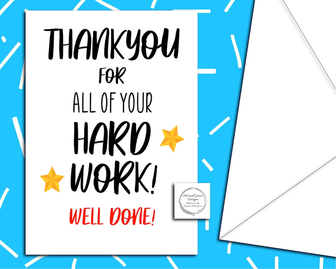 Luxury Thank You Card Thank You for All of Your Hard Work - Etsy