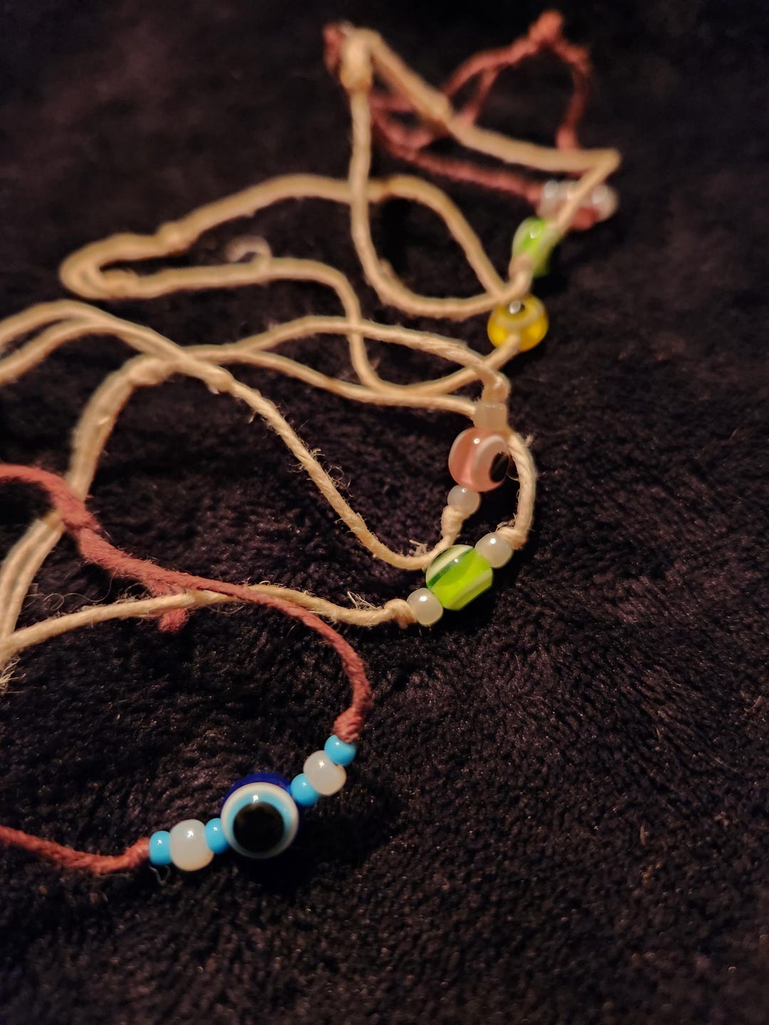 Simple Evil Eye Adjustable Hemp Bracelet - Etsy