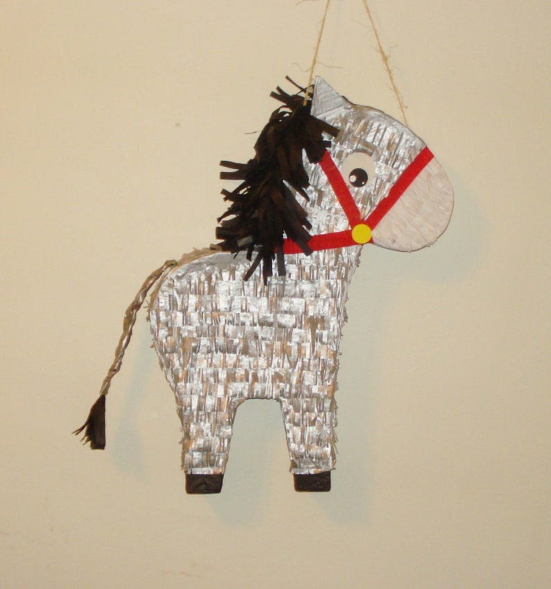 Silver Donkey Pinata. Large Pinata. Cinco De Mayo Piñata. Mexican Theme ...