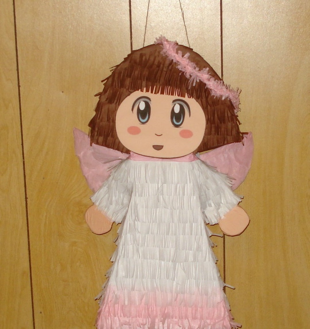 Angel Girl Piñata. Brown Hair. First Communion Pinata. Baptism Pinata ...