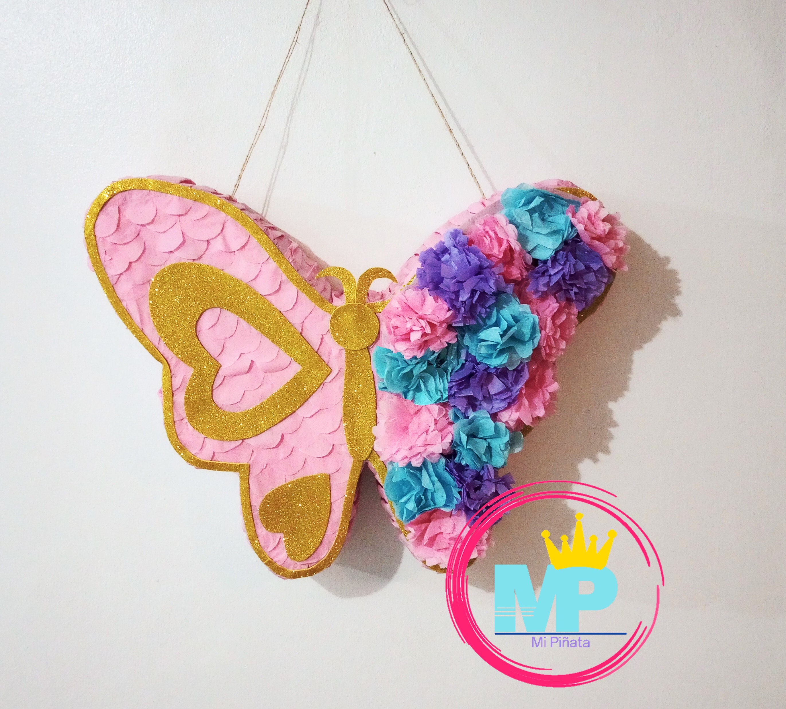 Butterfly Pinata, With Flowers Pink & Gold Butterfly Theme Birthday ...