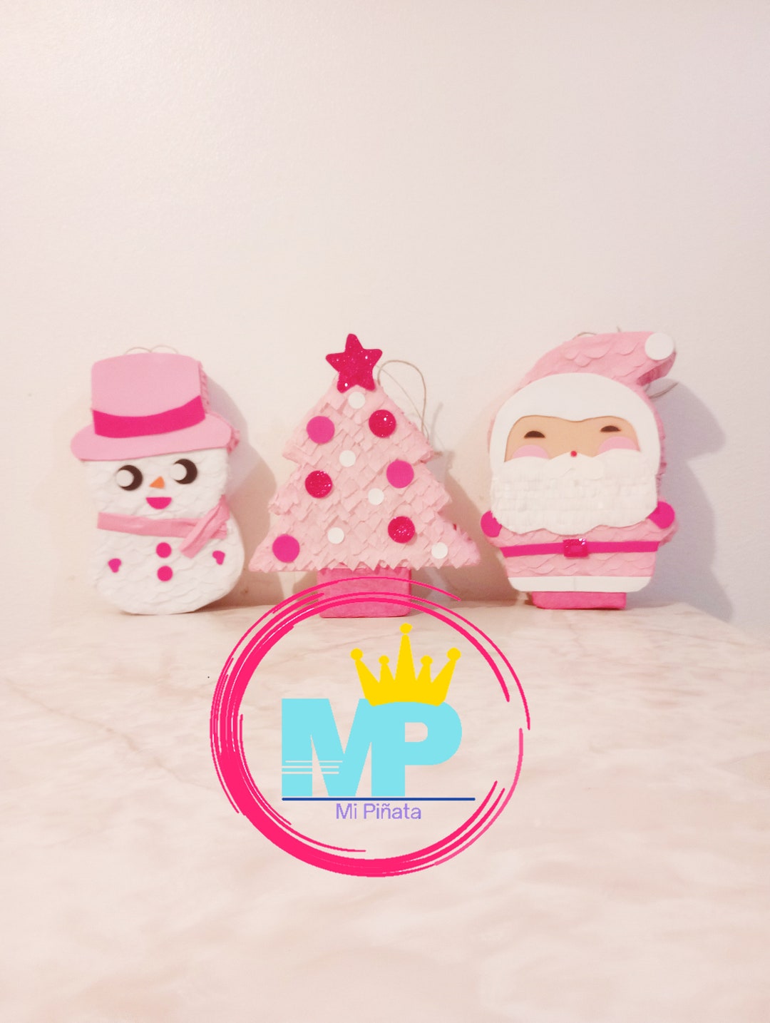 Christmas 3 Mini Piñatas Pink. Christmas Party Centerpiece. - Etsy