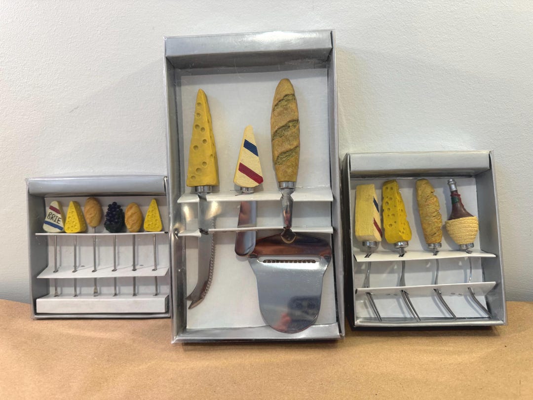 Vintage Cheese Knife and Appetizer Fork Sets – Fun Food Handles ...