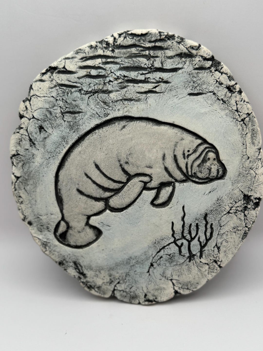 Vintage Handmade Studio Pottery Clay Manatee Wall Art Plaque With Mt St ...