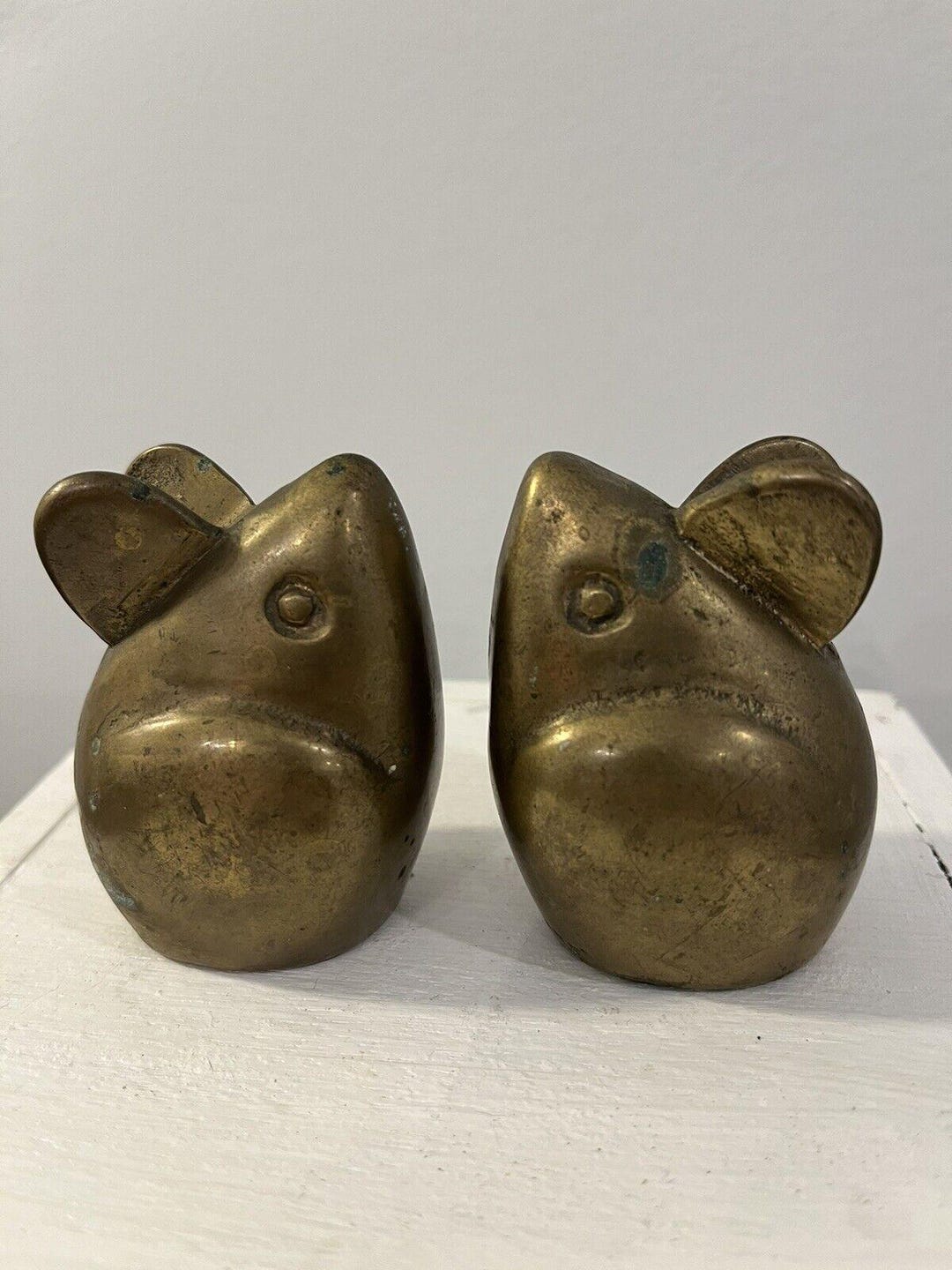 Vintage Pair Brass Mice Figurines Mouse Sculptures Mid Century Modern 2 ...