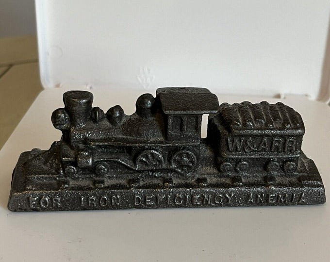 Vtg 1950’s Rare Cast Iron Locomotive Paperweight, W&ARR Stuart Ferancee ...