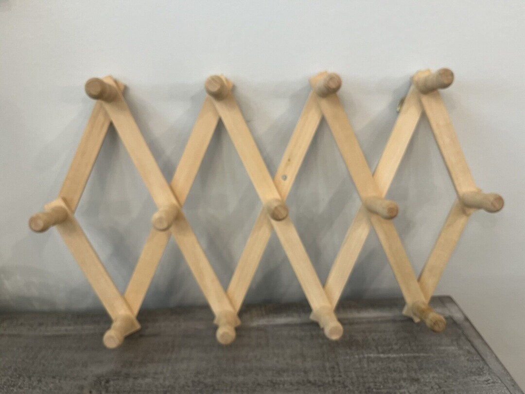 Vintage Accordion Expandable Wood Rack 13 Knobs Sturdy - Etsy