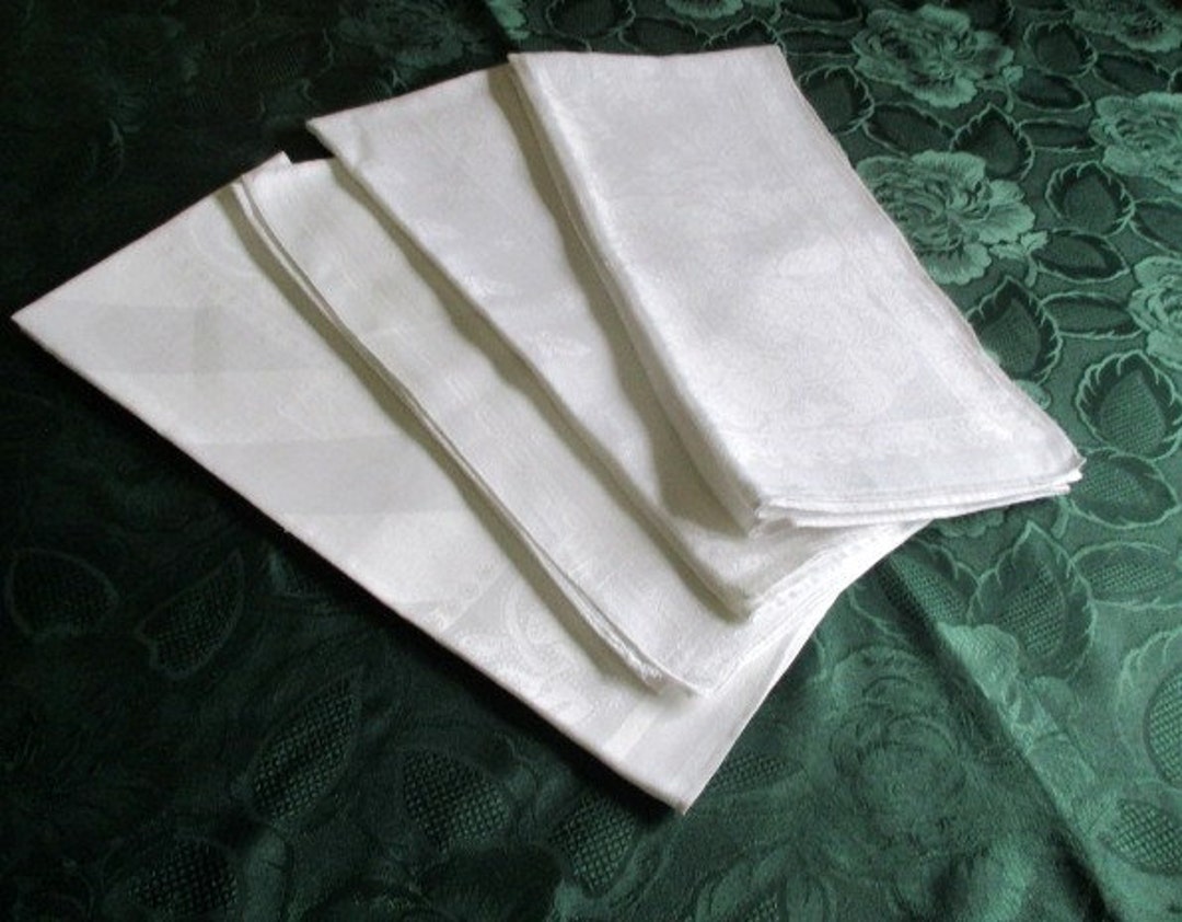 4 Antique Linen Damask Dinner Napkins Extra Large White 30sq. - Etsy