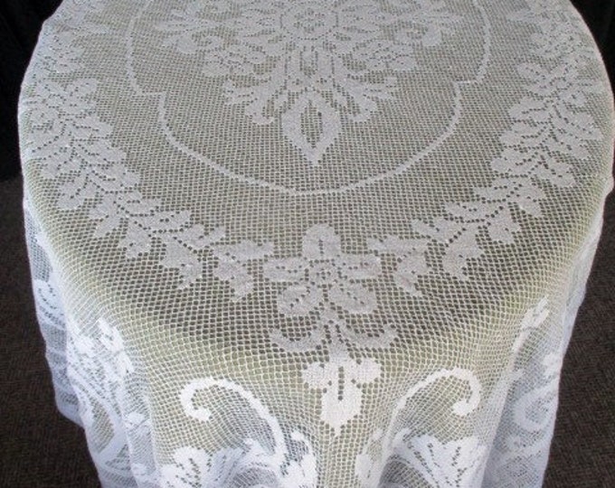 Vintage Italian Burrato Filet Knotted Net Tablecloth - 72" X 90" White ...