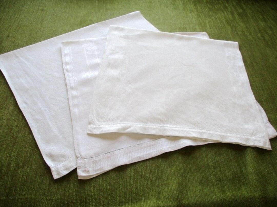 Antique Huckaback Hand Guest Towels White Irish Linen Coll X 3 - Etsy