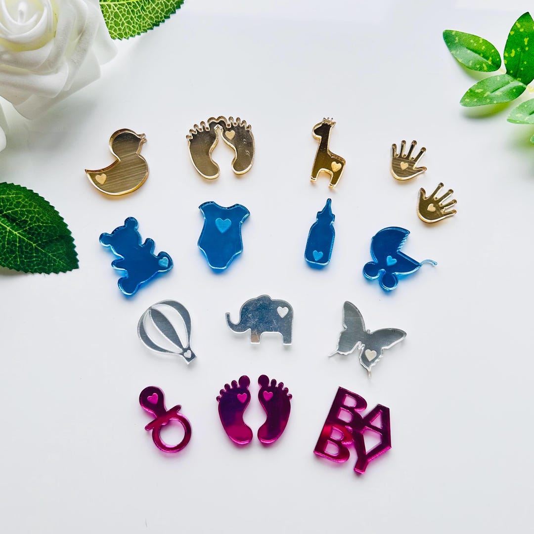 Acrylic MINI Cake Trinkets, Assorted Baby Themed Cake Toppers, Gift ...