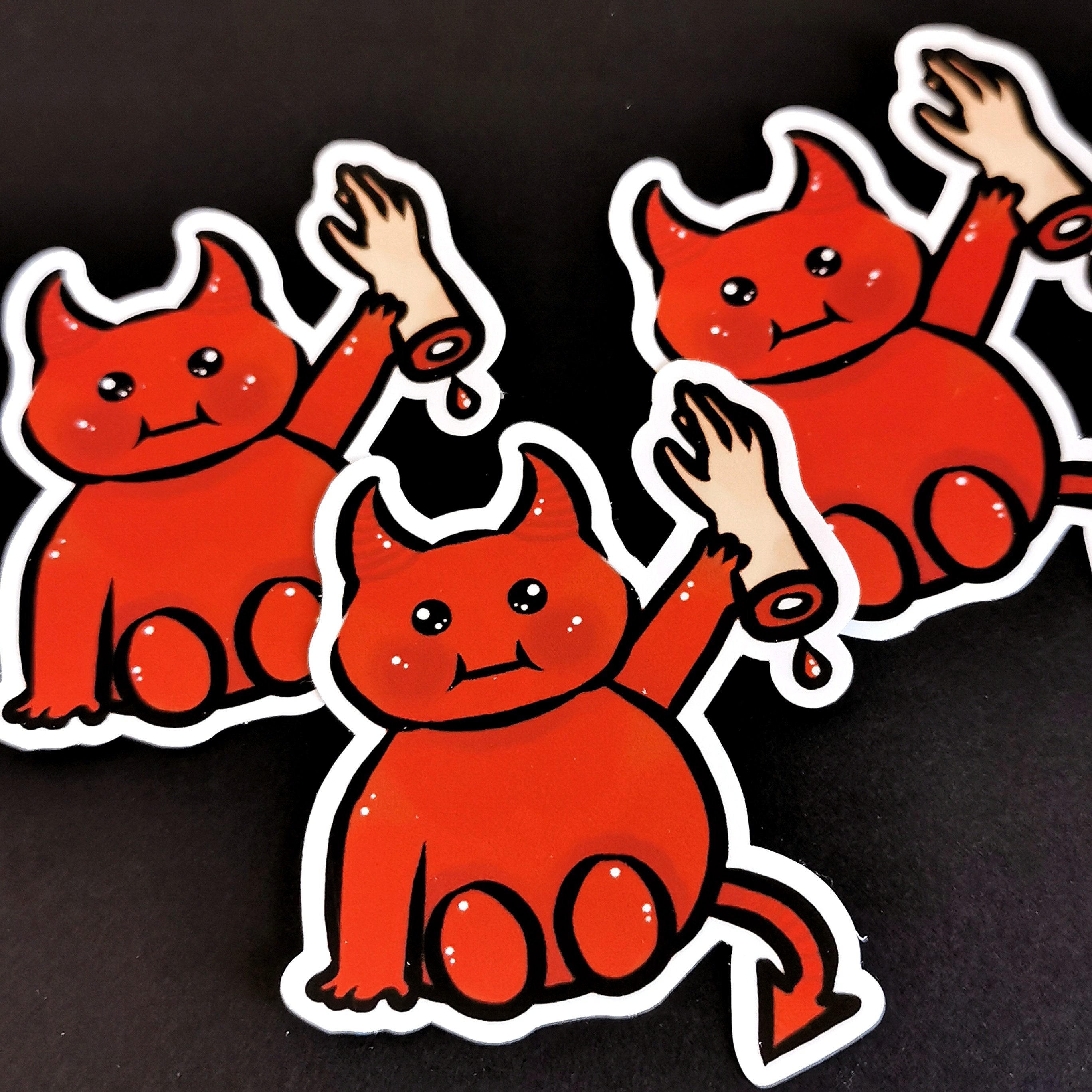 Baby Devil sticker / Cute red demon / Glossy Vinyl sticker | Etsy